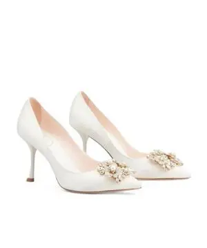 ROGER VIVIER Efflorescence Embellished Pointed-toe Stiletto Pumps - White