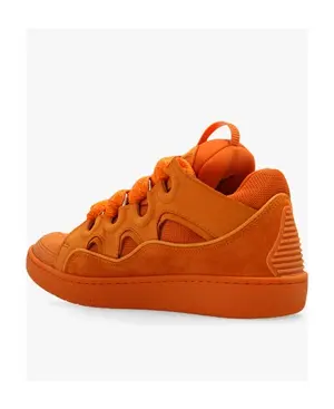 LANVIN Embossed Logo Lace-up Sneakers - Orange