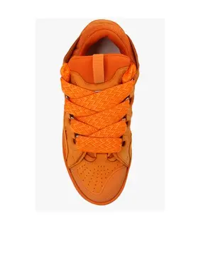 LANVIN Embossed Logo Lace-up Sneakers - Orange