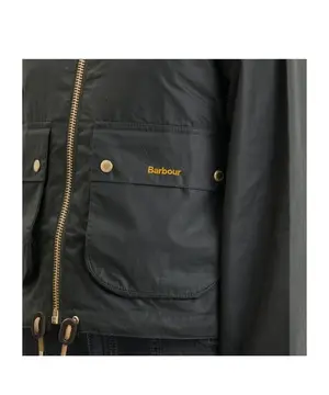 Barbour Cropped Wax Jacket With Corduroy Collar - Black