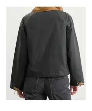 Barbour Cropped Wax Jacket With Corduroy Collar - Black