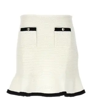 SELF-PORTRAIT Crochet Mini Skirt With Ruffled Hem