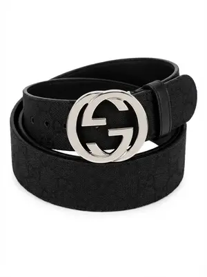 Gucci Belt With Interlocking G Buckle - Black