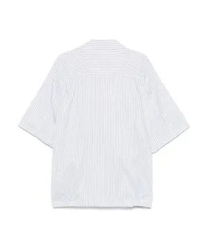JUUN.J Poly Stripe Coach Short Sleeve Shirt - White