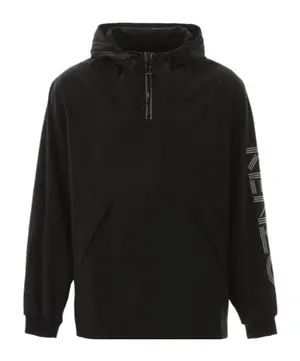 Kenzo Logo Print Hooded Windbreaker - Black