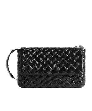 Bottega Veneta Woven Messenger Bag - Black