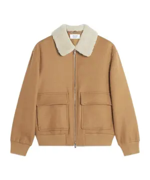 Maison Kitsuné Shearling Collar Bomber Jacket - Ginger Brown
