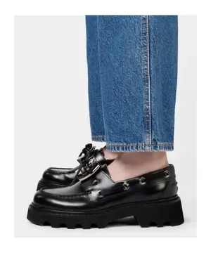 ROGER VIVIER Viv" Rangers Truck Loafers With Metal Buckle And Braided Detail - Black