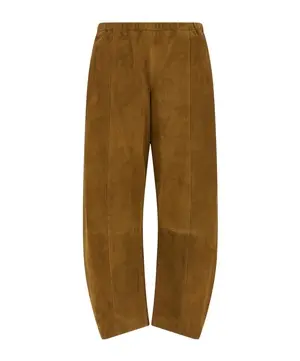 Khaite Elasticated Waist Wide Leg Trousers - Brown