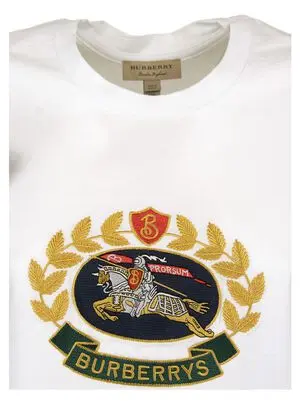Burberry Equestrian Knight Logo Embroidered T-shirt - White