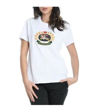 Burberry Equestrian Knight Logo Embroidered T-shirt - White