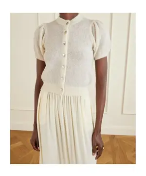DÔEN Anisa Cardigan With Short Sleeves - Ivory