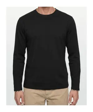 Burberry Long-sleeve Check Trim Cotton Top