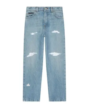 Dolce & Gabbana Distressed Logo Plaque Jeans - No