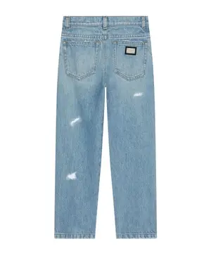 Dolce & Gabbana Distressed Logo Plaque Jeans - No