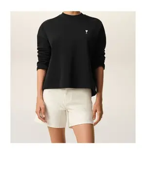 AMI Paris Logo Embroidered Crewneck T-shirt