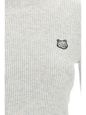Maison Kitsuné Fine Ribbed Jumper With Fox Patch