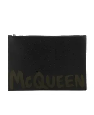 Alexander McQueen Graffiti Print Zipped Wallet - Black