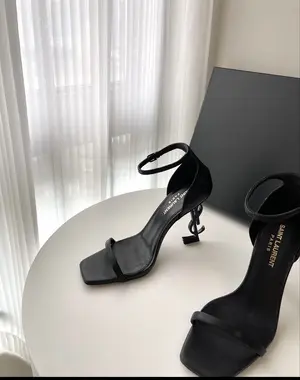 Saint Laurent Opyum High-heeled Sandals With Square Toe - Black