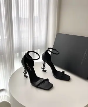 Saint Laurent Opyum High-heeled Sandals With Square Toe - Black