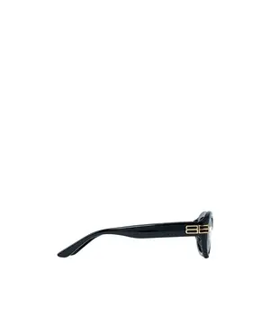 Balenciaga Oval Frame Logo Sunglasses - Black