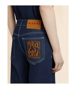 Marni Stretch Denim Wide-leg Jeans - Deep Blue