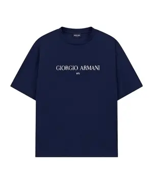 Giorgio Armani Logo Printed Crewneck T-shirt - Blue