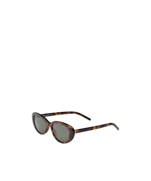 Saint Laurent Oval Tortoiseshell Sunglasses - Gray