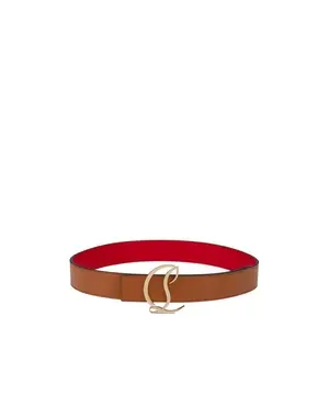 CHRISTIAN LOUBOUTIN Monogram Buckle Belt - Brown