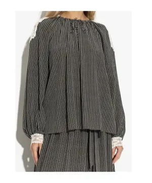 Chloé Graphic Print Blouse With Lace Accents