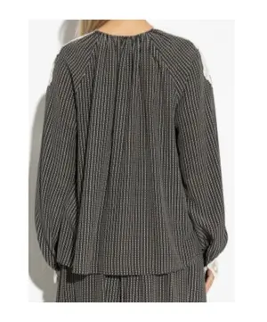 Chloé Graphic Print Blouse With Lace Accents