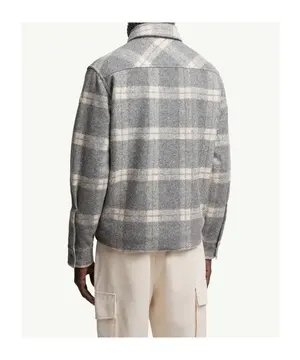 Moncler Logo Patch Zip-up Tartan Shirt