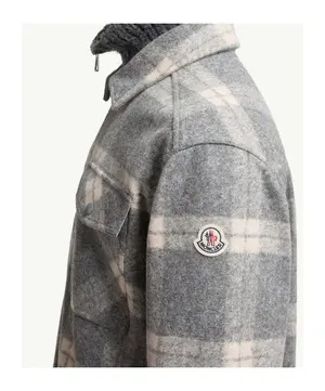 Moncler Logo Patch Zip-up Tartan Shirt