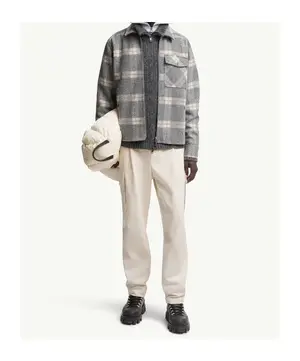 Moncler Logo Patch Zip-up Tartan Shirt