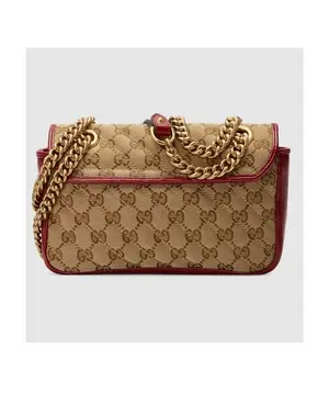 Gucci Gg Marmont Matelassé Mini Shoulder Bag - Beige/ebony/red