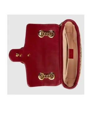 Gucci Gg Marmont Matelassé Mini Shoulder Bag - Beige/ebony/red