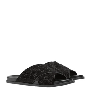 Gucci Monogram Criss-cross Slides