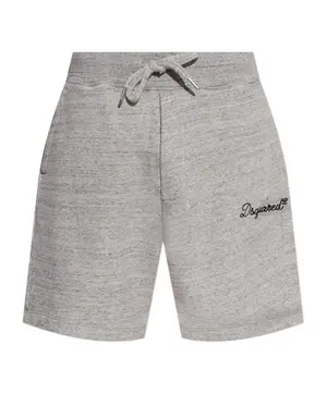 Dsquared2 Logo Embroidered Drawstring Shorts - Gray