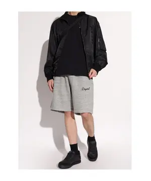 Dsquared2 Logo Embroidered Drawstring Shorts - Gray