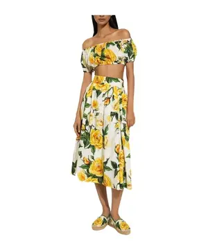Dolce & Gabbana Off-the-shoulder Rose Print Top