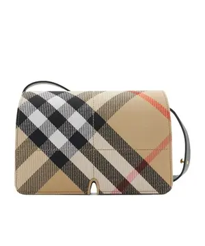 Burberry Burberry Snip Checked Foldover-Top Shoulder Bag Sand-colored