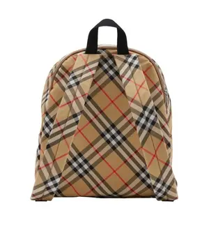 Burberry Checked Logo Detailed Backpack - Sand-colored