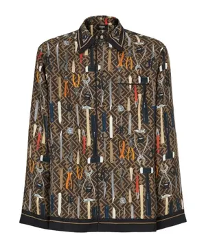 Fendi Ff Motif Long-sleeved Shirt - Black