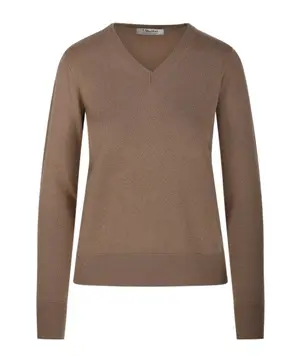 Max Mara V-neck Jumper With Ribbed Details - Brown