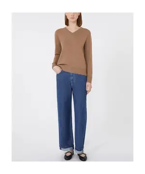 Max Mara V-neck Jumper With Ribbed Details - Brown
