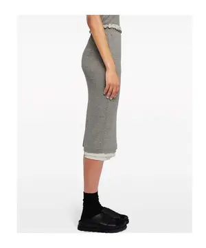 JIL SANDER Logo-embroidered Layered Midi Skirt - Gray