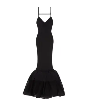 Givenchy Open Back Ruffled Fine Rib Knit Dress