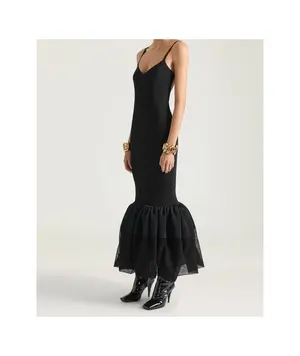 Givenchy Open Back Ruffled Fine Rib Knit Dress