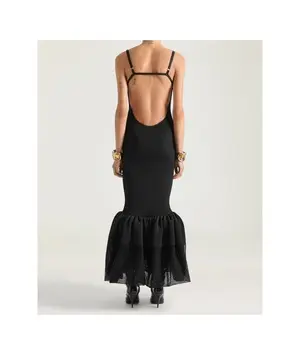 Givenchy Open Back Ruffled Fine Rib Knit Dress