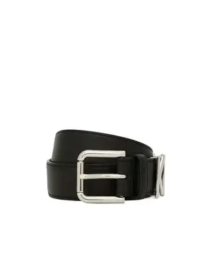 Dolce & Gabbana Kim Logo Lettering Buckle Belt - Black